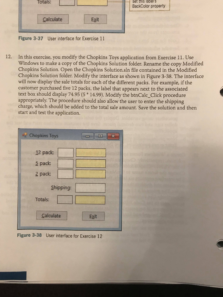 Totals: set this lábérs BackColor property Calculate | Chegg.com