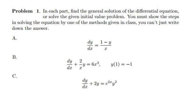 Solved In each part, find the general solution of the | Chegg.com