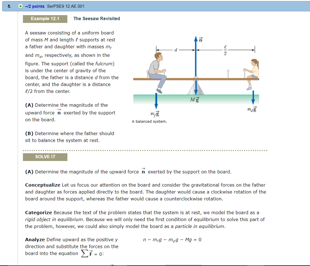 Solved 5. +-2 points SerPSE9 12 AE·001 Example 12.1 The | Chegg.com