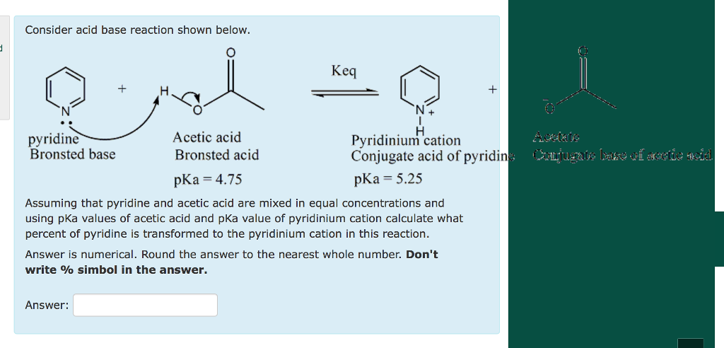 Solved Consider acid base reaction shown below Keq pyridine | Chegg.com