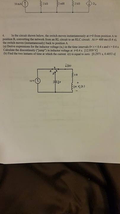 Solved In the circuit shown below, the switch moves | Chegg.com