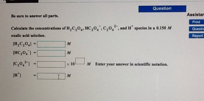 Solved Calculate the concentrations of H2C2O4, HC2O4 , | Chegg.com