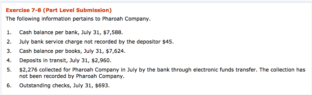 Solved Exercise 7-8 (Part Level Submission) The following | Chegg.com