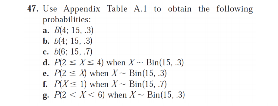 Use Appendix Table A.1 to obtain the following | Chegg.com