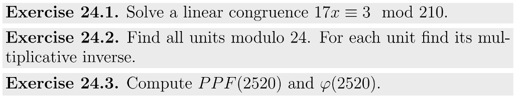 Solved Exercise 24.1. Solve a linear congruence 17x 3 mod | Chegg.com