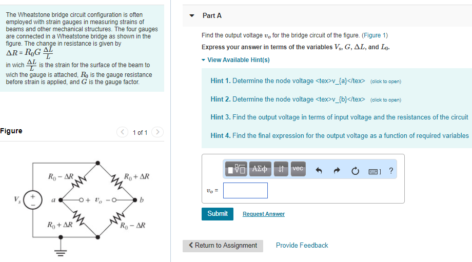Solved The Wheatstone bridge circuit configuration is often | Chegg.com