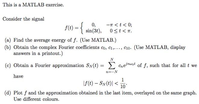 Solved This Is A Matlab Exercise Consider The Signal 0 π 