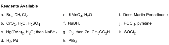 Solved From the table of available reagents select the | Chegg.com