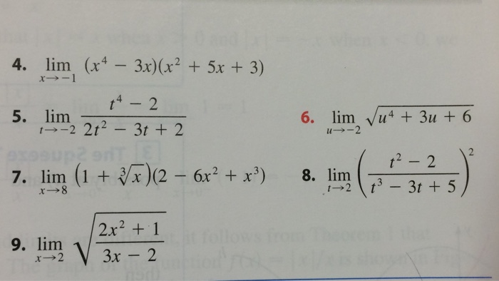 Solved #4-9 Evaluate the limit and justify each step by | Chegg.com Solved #4-9 Evaluate the limit and justify each step by | Chegg.com