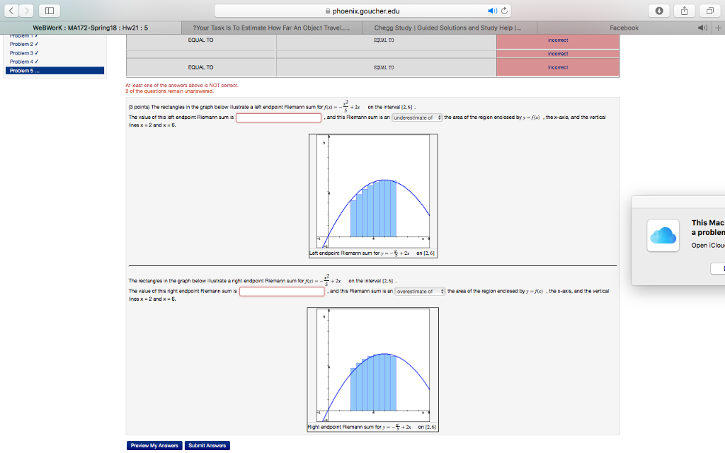 Solved phoenix.goucher.edu WeßWorK: MA172-Spring18 Hw21: 5 | Chegg.com