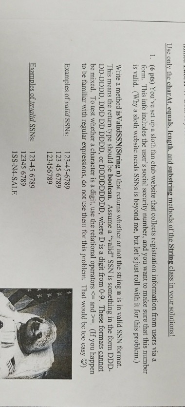 Solved Use only the charAt, equals, length, and substring | Chegg.com