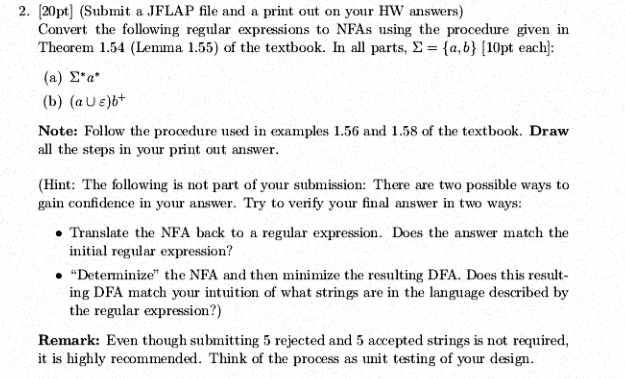 Solved 2. [20pt] (Submit a JFLAP file and a print out on | Chegg.com