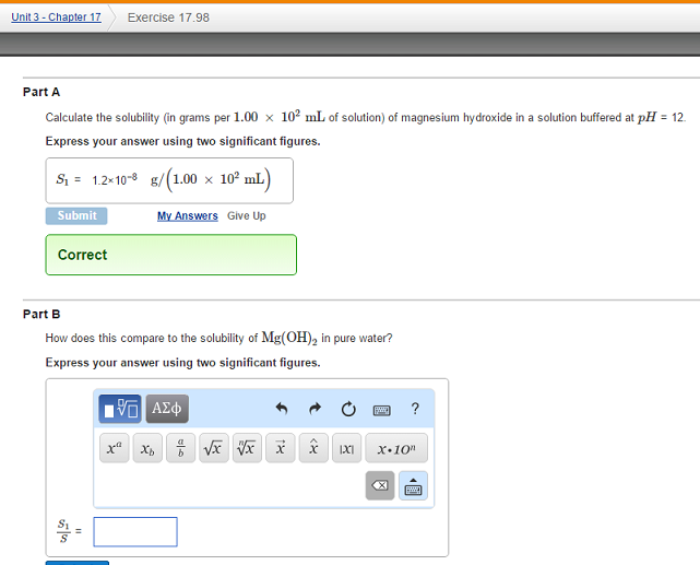 Solved Calculate the solubility (in grams per 1.00 times | Chegg.com