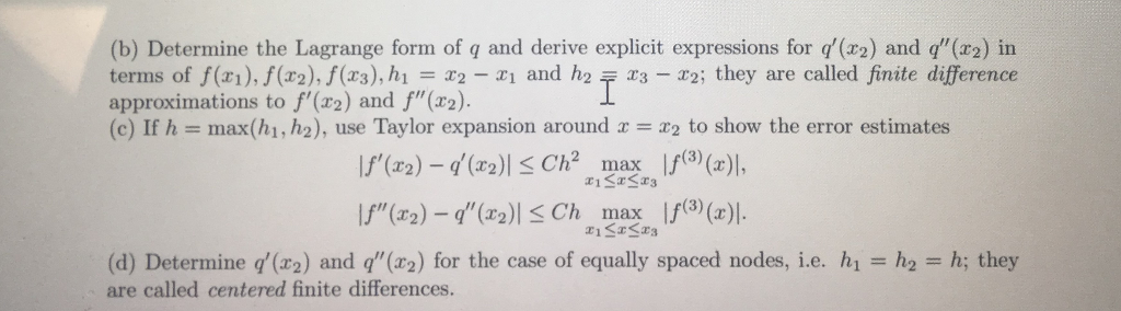 Solved 5. (20 pts) Numerical Differentiation. Given 3 points | Chegg.com