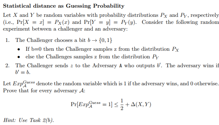Statistical distance as Guessing Probability Let X | Chegg.com