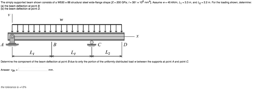 Solved The simply supported beam shown consists of a W530 x | Chegg.com