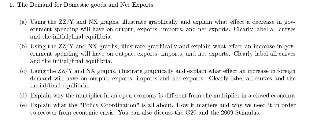 Solved 1. The Demand for Domestic goods and Net Exports (a) | Chegg.com