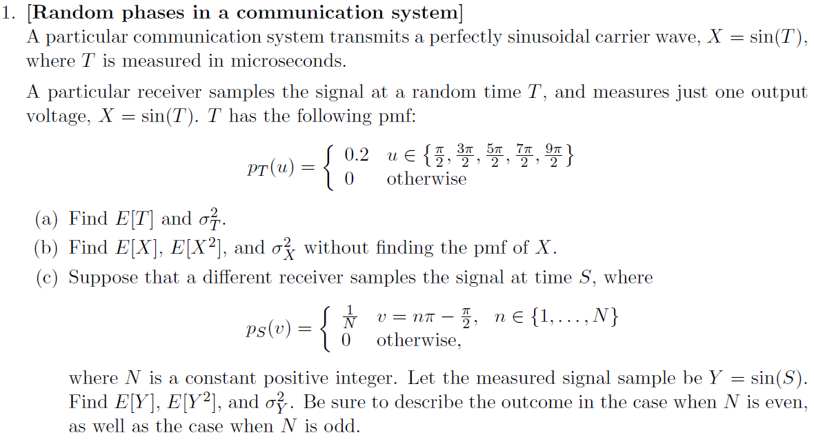 Solved [Random phases in a communication system] A | Chegg.com