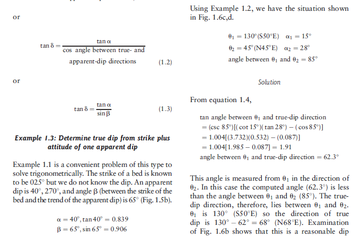 Orthographic projection Apparent-dip problems involve | Chegg.com