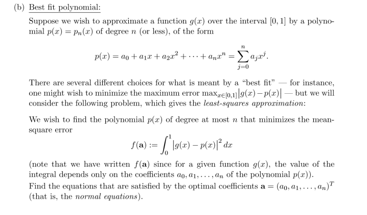 Solved (b) Best fit polynomial: Suppose we wish to | Chegg.com
