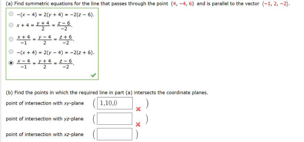 Solved A Find Symmetric Equations For The Line That Passes