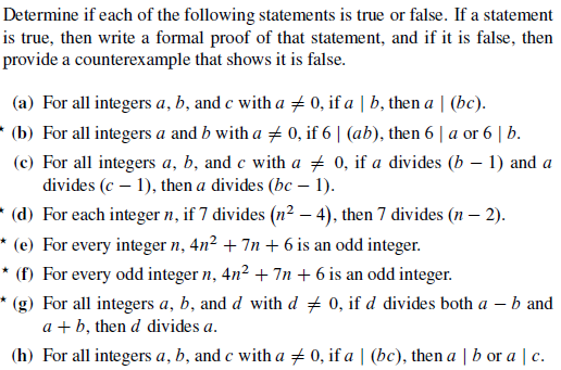 Solved Determine if each of the following statements is true | Chegg.com