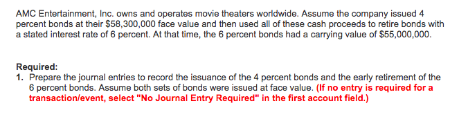 Solved AMC Entertainment, Inc. owns and operates movie | Chegg.com