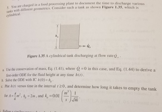 Solved discharge various tanks with different geometrics. | Chegg.com