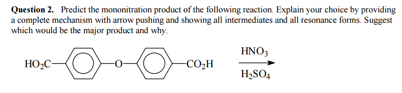 Solved Predict the mononitration product of the following | Chegg.com