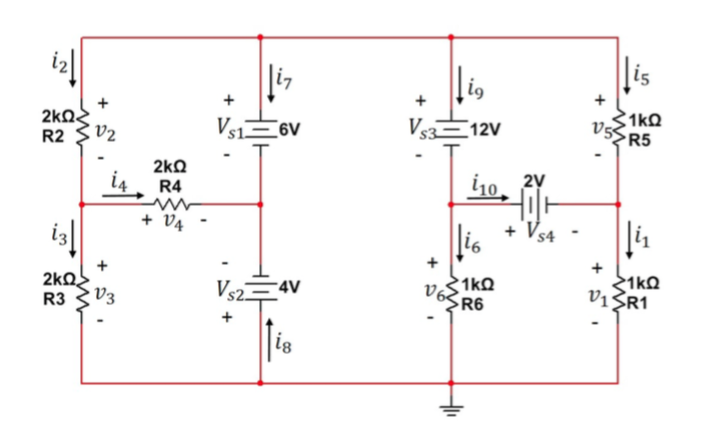 Solved 2 l5 19 sに12V R5 R2 2 16V 4 R4 10 + V4 S4 3 リ2_4V R6 | Chegg.com