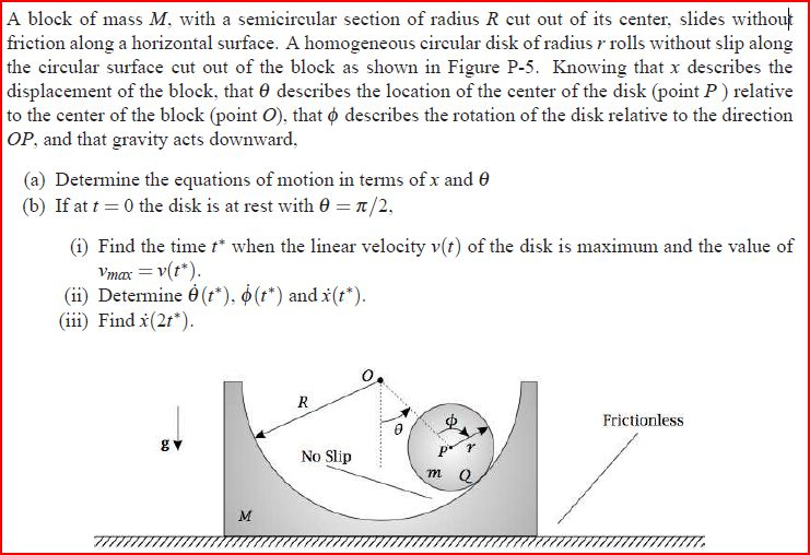 A block of mass M, with a semicircular section of | Chegg.com