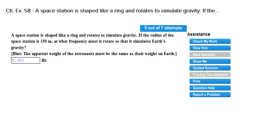 Solved Ch. Ex. 58 -A space station is shaped like a ring and | Chegg.com