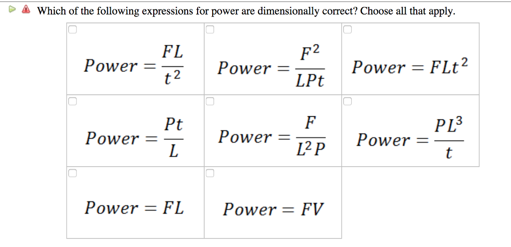 Solved which of the following expressions for power are | Chegg.com