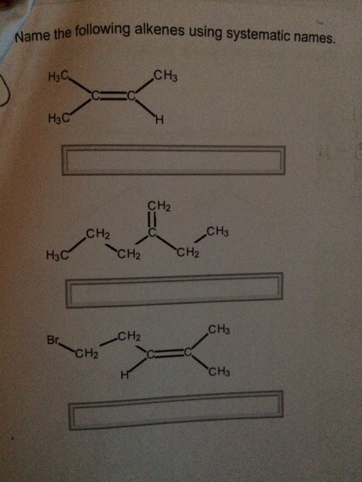 Solved: Name The Following Alkenes Using Systematic Names. | Chegg.com