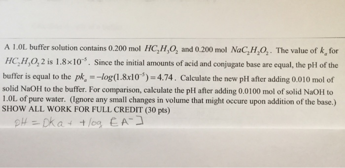 Solved A 1.0L buffer solution contains 0.200 mol HC_2HO_2 | Chegg.com