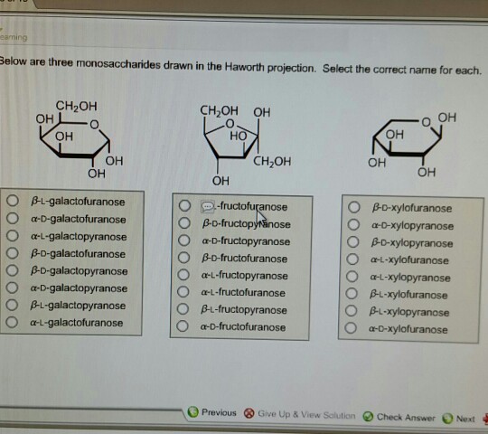 Solved Below are three monosaccharides drawn in the Haworth | Chegg.com