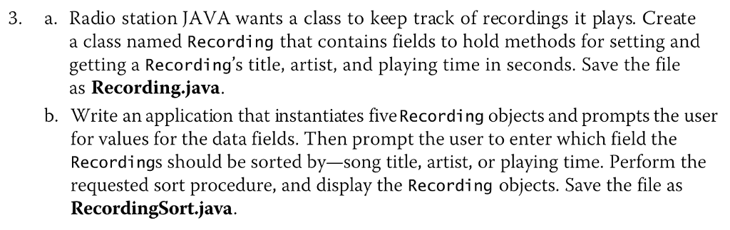 Solved a. Radio station JAVA wants a class to keep track of | Chegg.com