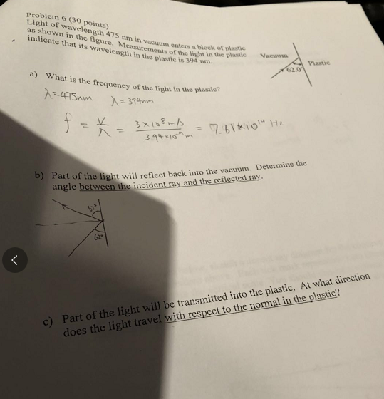 Solved Problem 6(30 points) Light of wavelength 475 nm in | Chegg.com