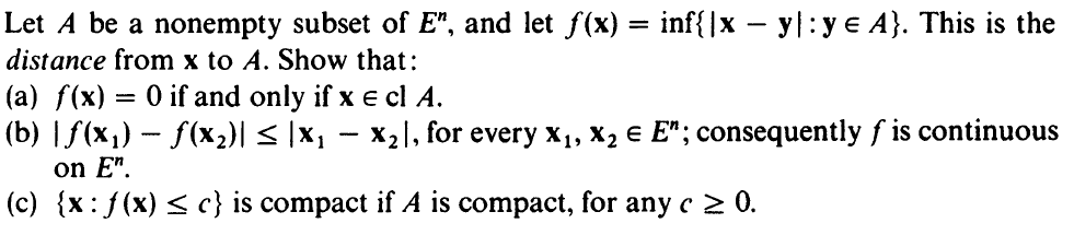 Solved Let A be a nonempty subset of En, and let f(x) = | Chegg.com