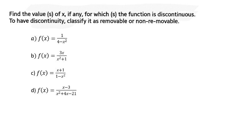 Solved Find the value (s) of x, if any, for which (s) the | Chegg.com