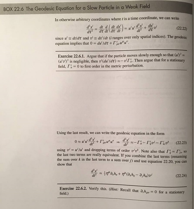 Solved BOX 22.6 The Geodesic Equation for a Slow Particle in | Chegg.com