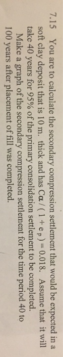 Solved Calculate the secondary compression settlement that | Chegg.com