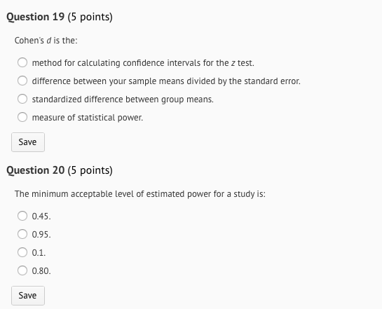 Solved Cohens D Is The Method For Calculating Confidence