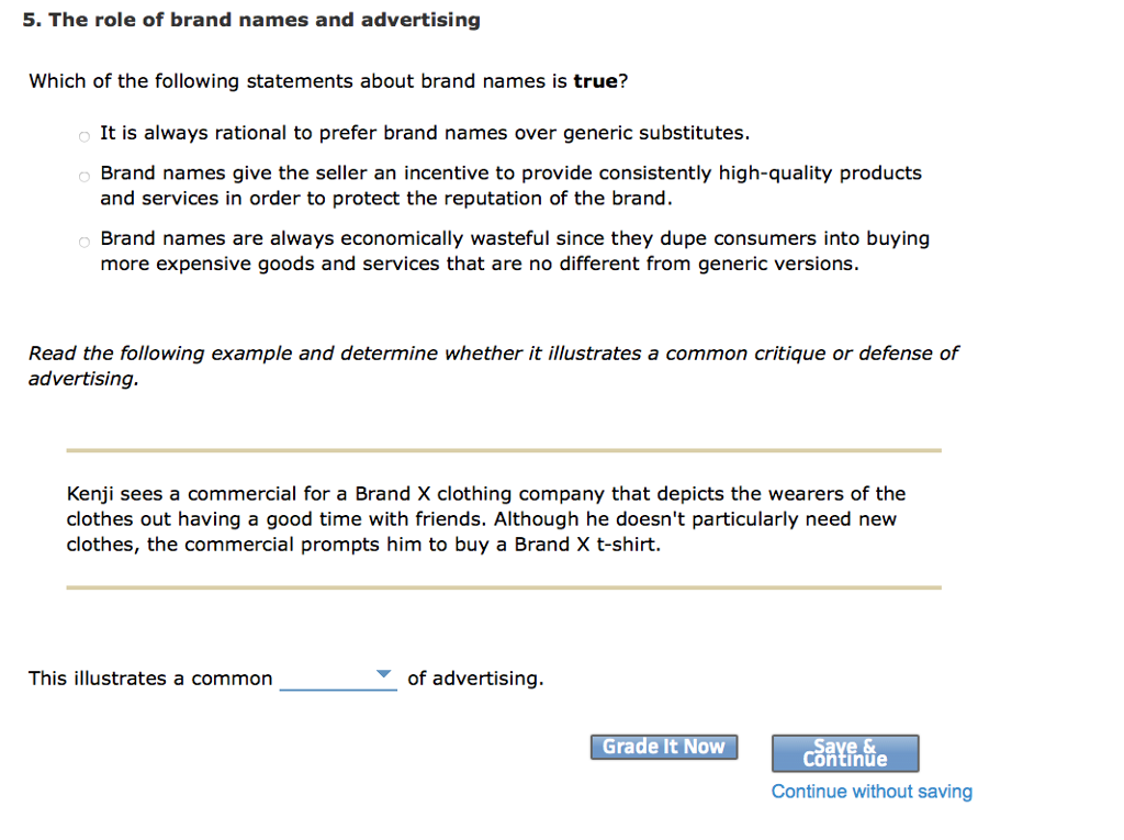 Solved 5 The Role Of Brand Names And Advertising Which Of Chegg Solved 5 The Role Of Brand Names And Advertising Which Of Chegg