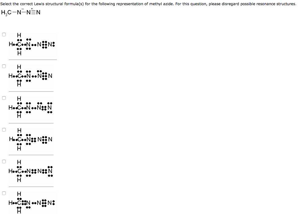 Select the correct Lewis structural formula(s) for | Chegg.com