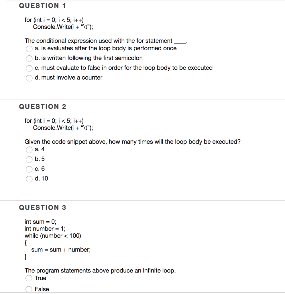 Solved Question 1 For Int I 0 I 