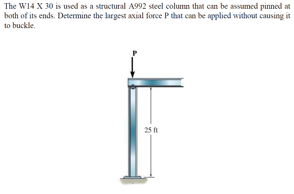 Solved The W14 X 30 is used as a structural A992 steel | Chegg.com