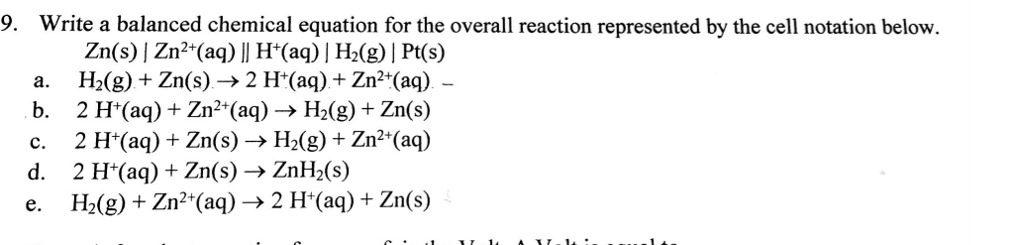 Solved 9. Write a balanced chemical equation for the overall | Chegg.com