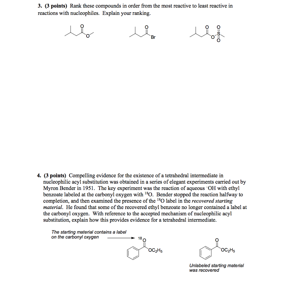 Solved Rank these compounds in order from the most reactive | Chegg.com