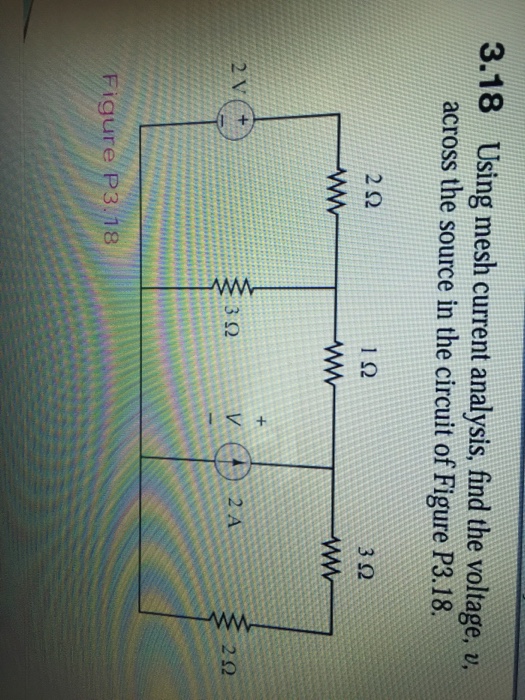 Solved Using mesh current analysis, find the voltage, v, | Chegg.com
